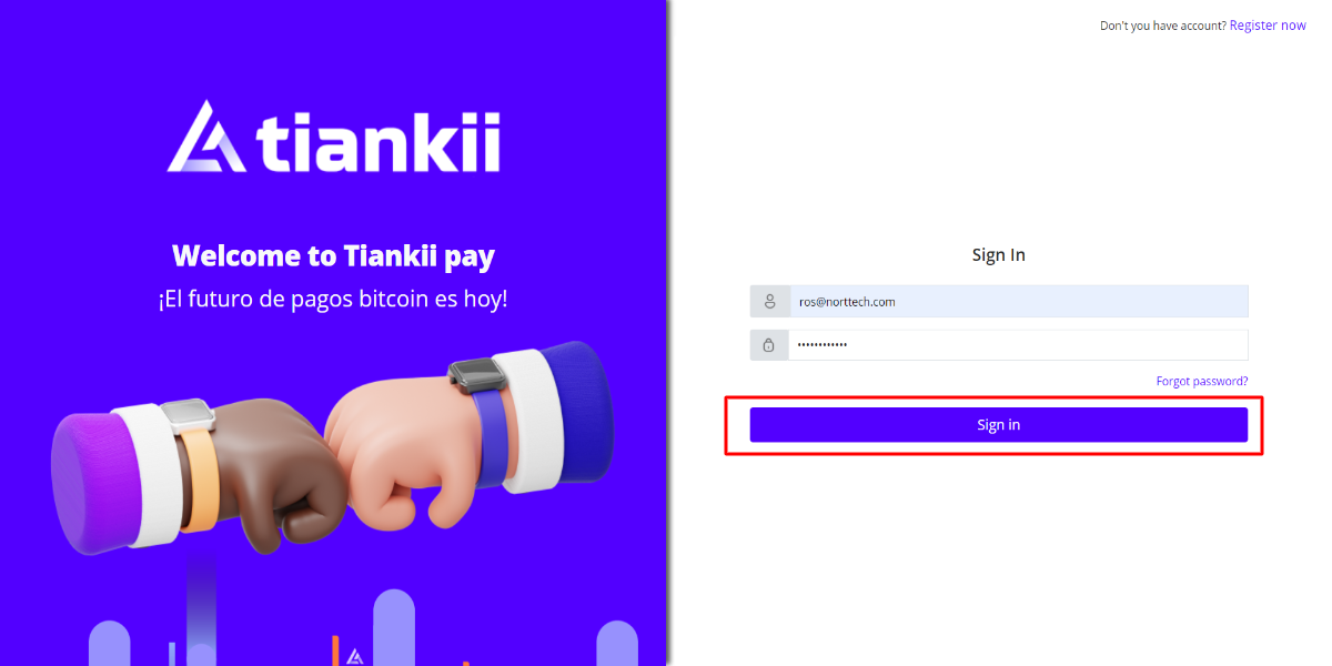 Cómo iniciar sesión en Tiankii Pay